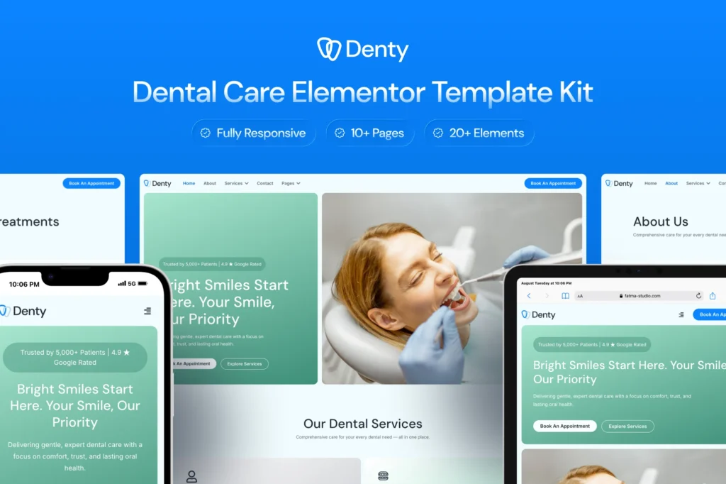 Download Denty - Dental Care Elementor Template Kit WordPress Plugin - MorePlugins