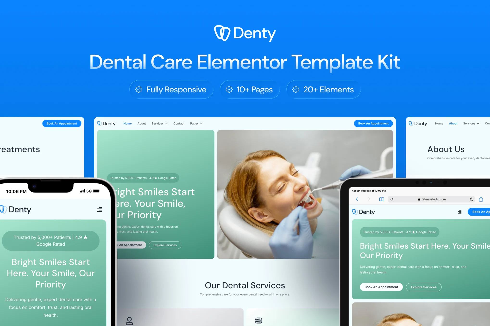 Download Denty - Dental Care Elementor Template Kit WordPress Plugin - MorePlugins